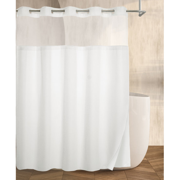 Latitude Run® Waffle Weave Shower Curtain With Snap In Liner Sheer